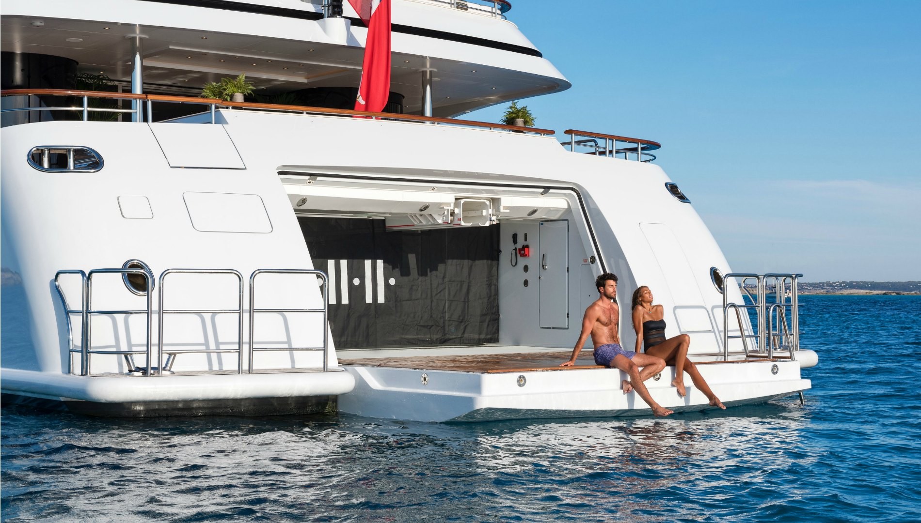 Swim Platform Image Gallery - Motor Yacht HANA - Gym Entrance from Swim ...